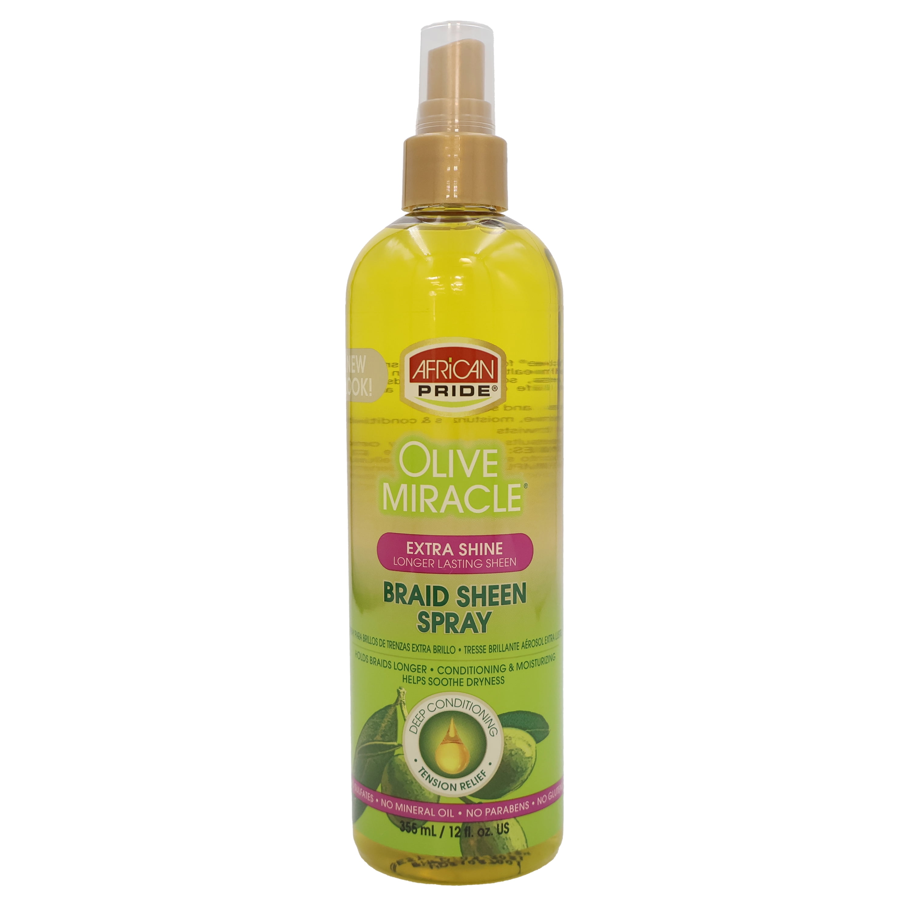 African Pride Braid Sheen Spray Extra Shine, 12 Oz., Pack of 12 ...