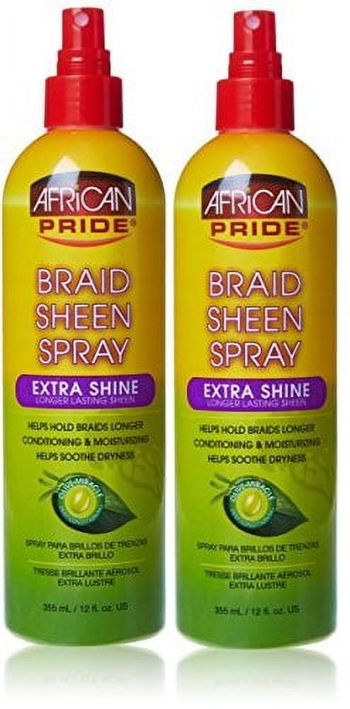 African Pride Braid Sheen Spray Extra Shine, 12 Oz., Pack of 2 ...