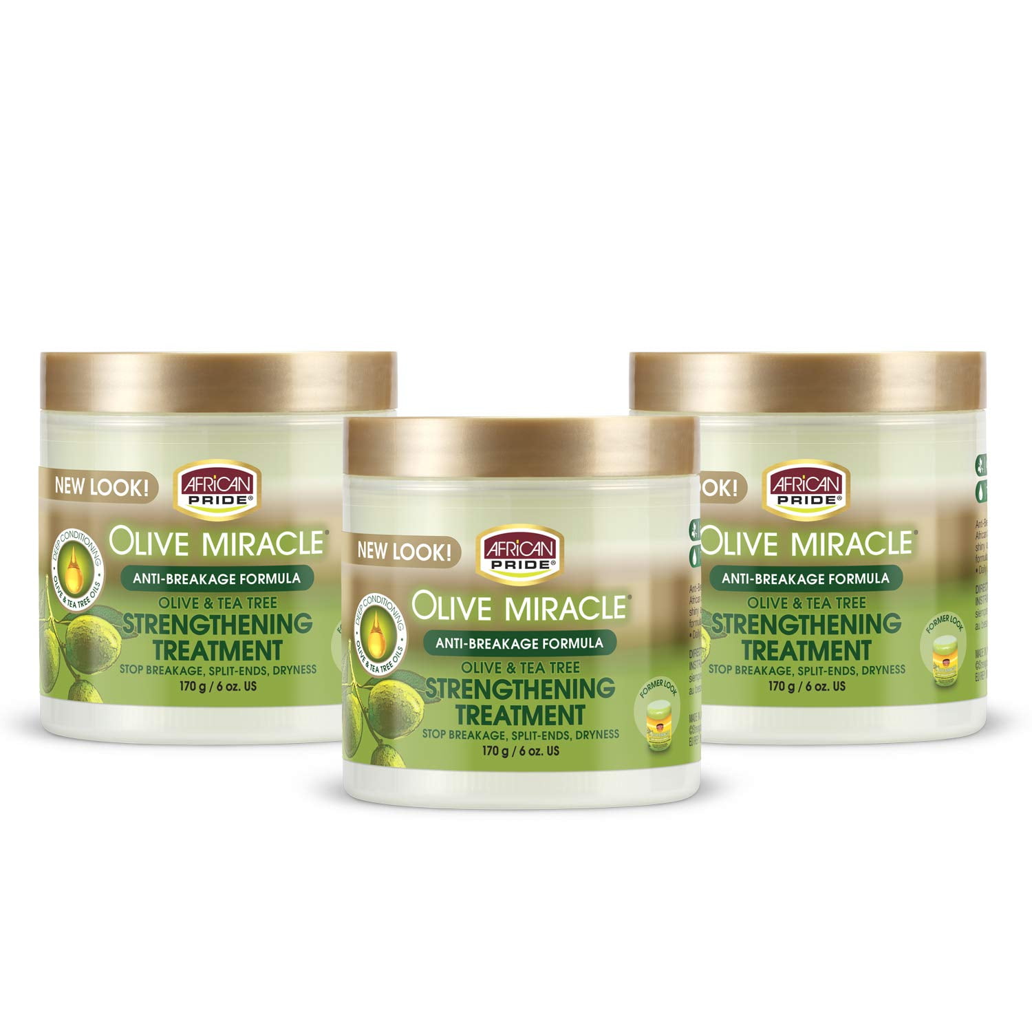 African Pride Olive Miracle Anti-Breakage Crème (3 Pack) - Contains ...