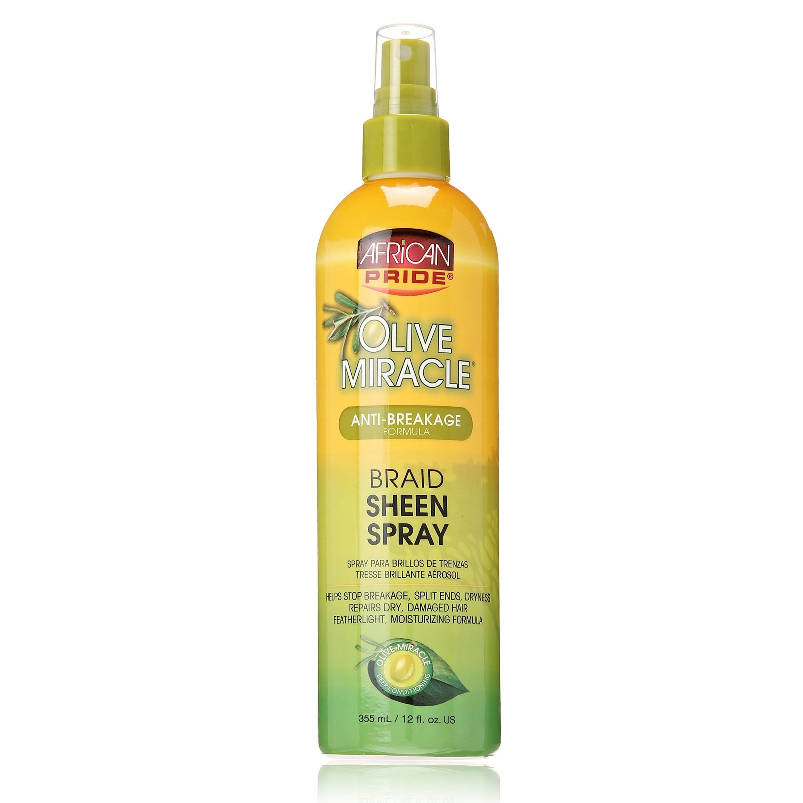 African Pride Olive Miracle Braid Sheen Spray, 12 Oz., Pack of 6 ...