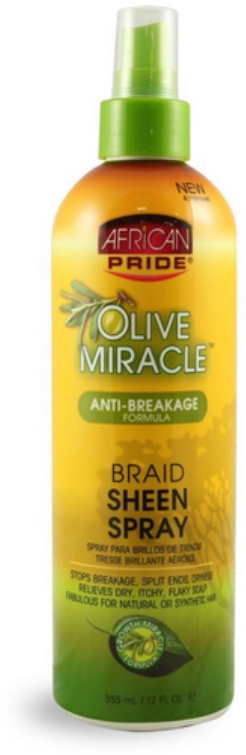 African Pride Olive Miracle Braid Sheen Spray, 12 oz (Pack of 3 ...