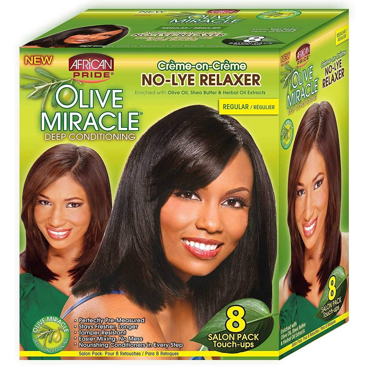 African Pride Olive Miracle Deep Conditioning Relaxer Kit, 8 Touch-ups ...