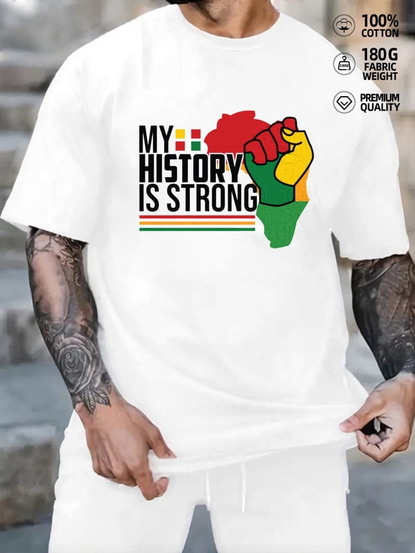 African Pride T-Shirt men Black History Month white 180G 100% Cotton ...
