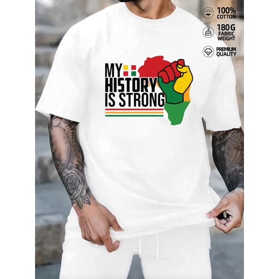 African Pride T-Shirt men Black History Month white 180G 100% Cotton ...