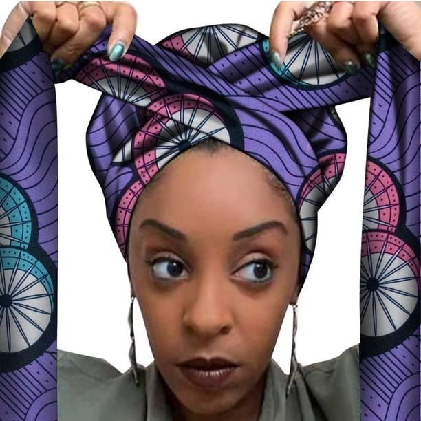 African Print Satin Bonnet With Long Ribbon Wrap Double Layer Head Wrap ...