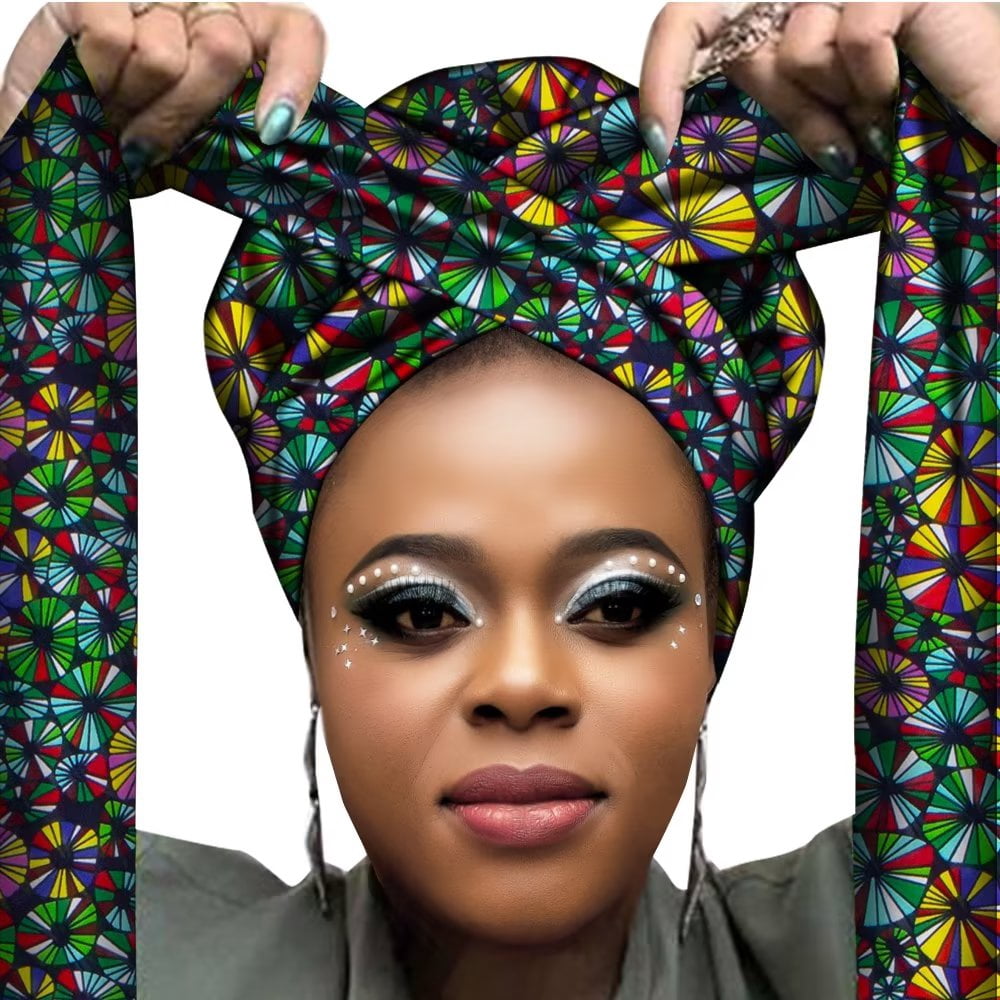 African Print Satin Bonnet With Long Ribbon Wrap Double Layer Head Wrap ...