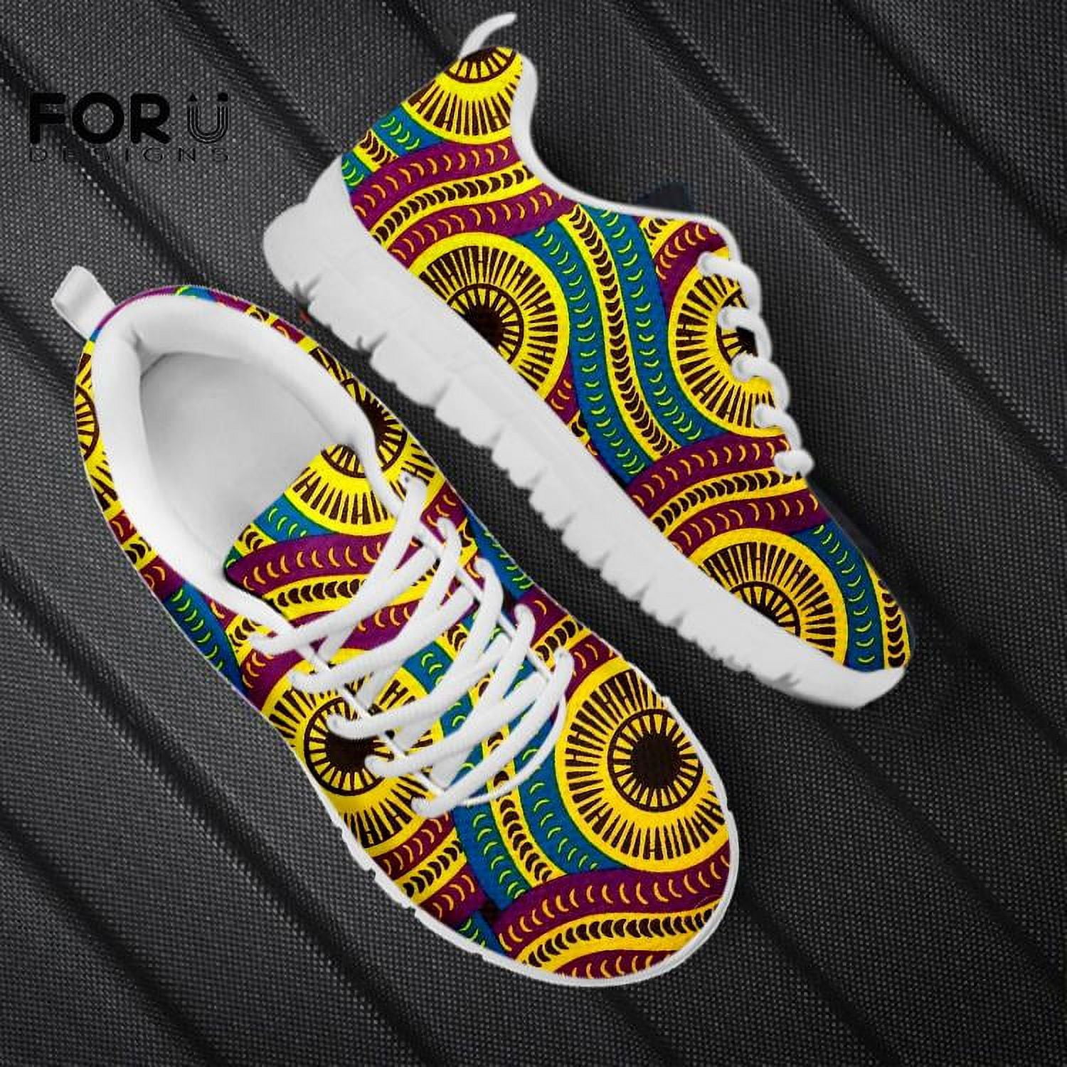African Print Tribe Floral Pattern Women Flats Shoes Breathable Spring ...