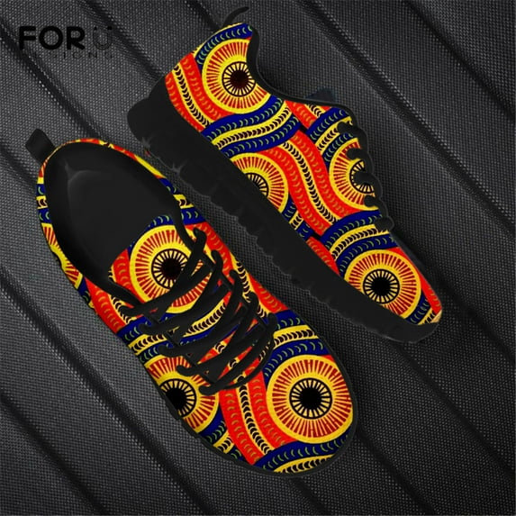 African Print Tribe Floral Pattern Women Flats Shoes Breathable Spring ...