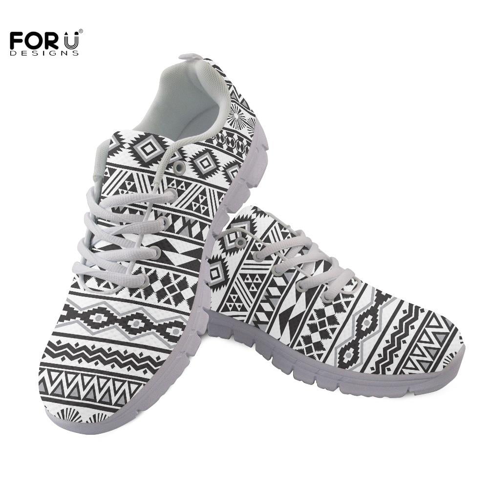 African Print Tribe Floral Pattern Women Flats Shoes Breathable Spring ...