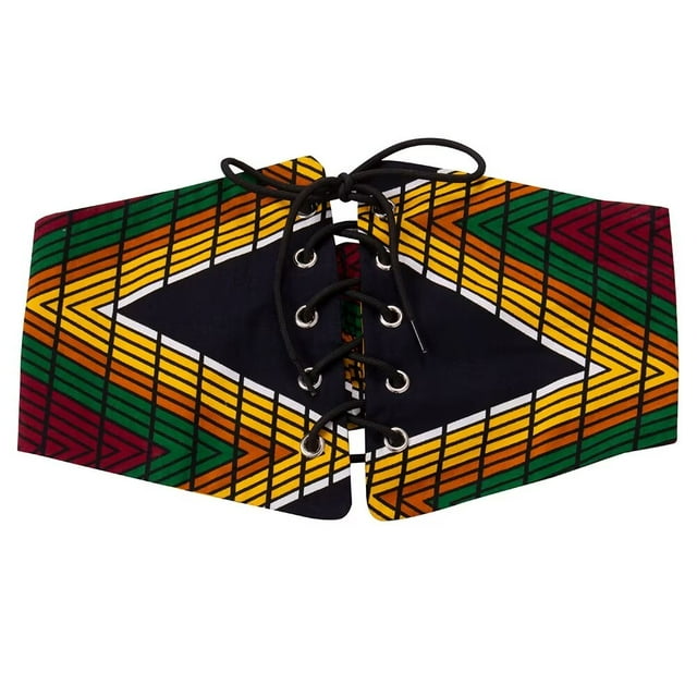 African Print Waist Corset Belt Button Skirts for Women Ladies Lace-Up ...