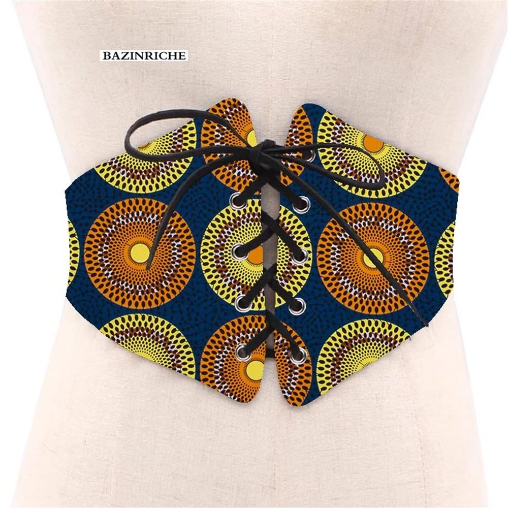 African Print Waist Corset Belt Button Skirts for Women Ladies Lace-Up ...