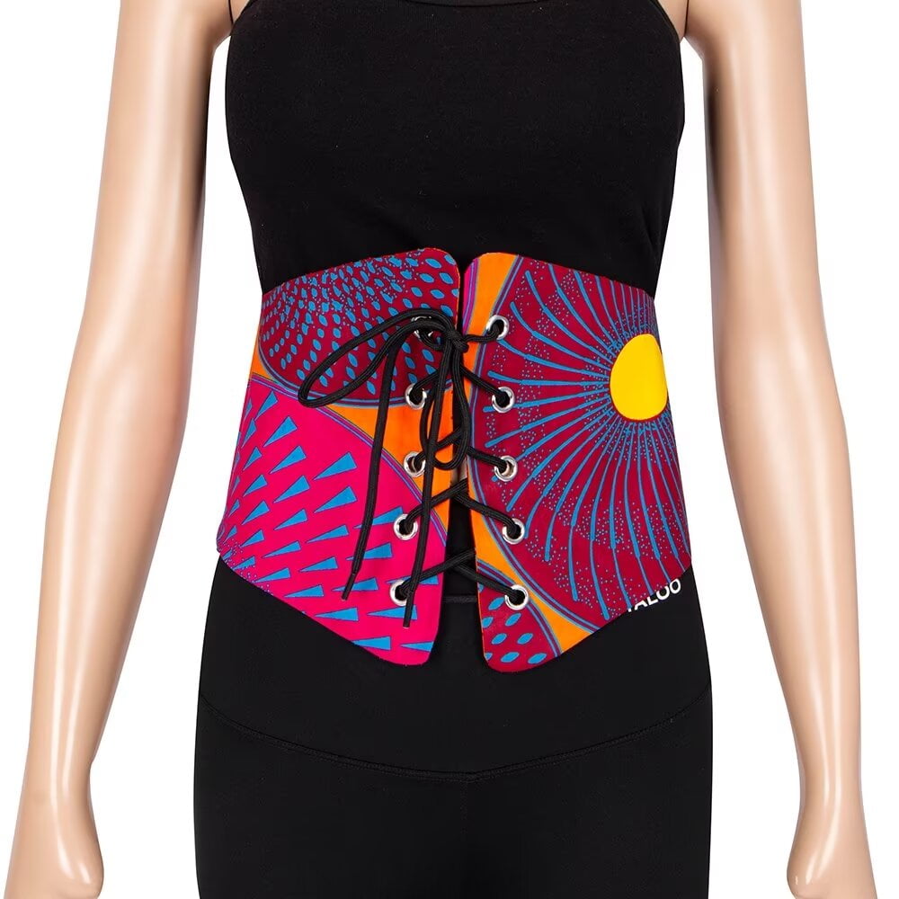 African Print Waist Corset Belt Button Skirts for Women Ladies Lace-Up ...