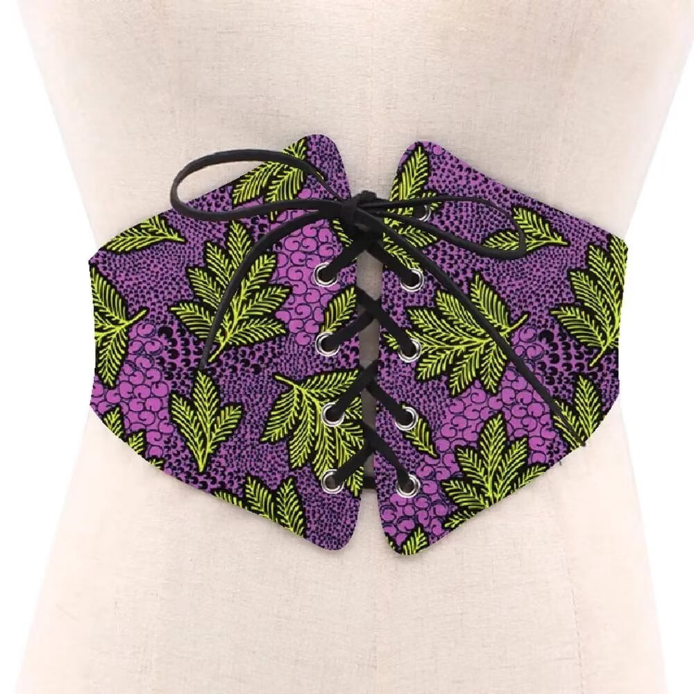 African Print Waist Corset Belt Button Skirts for Women Ladies Lace-Up ...