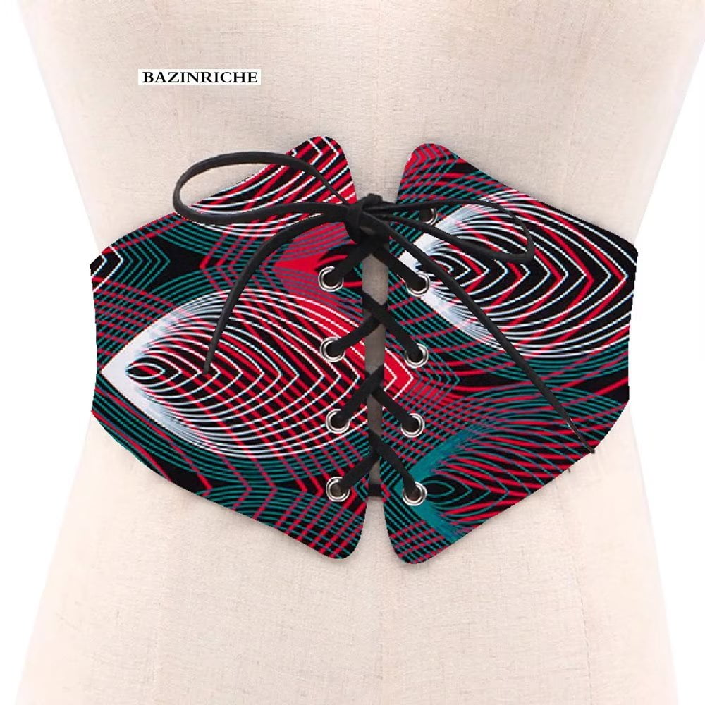 African Print Waist Corset Belt Button Skirts for Women Ladies Lace-Up ...