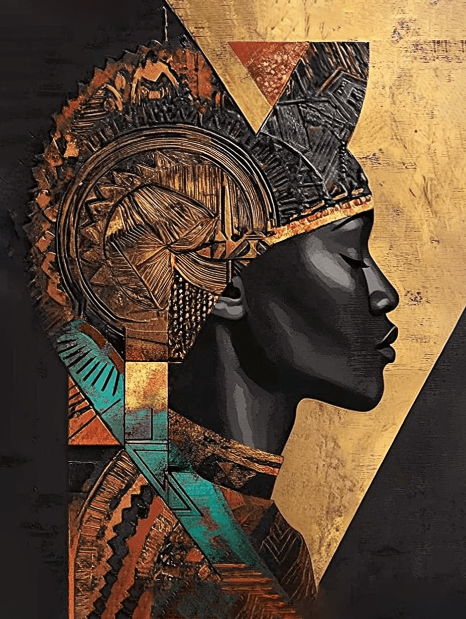 African Queen Gold Canvas Wall Art， Perfect for Living Room， Bedroom ...