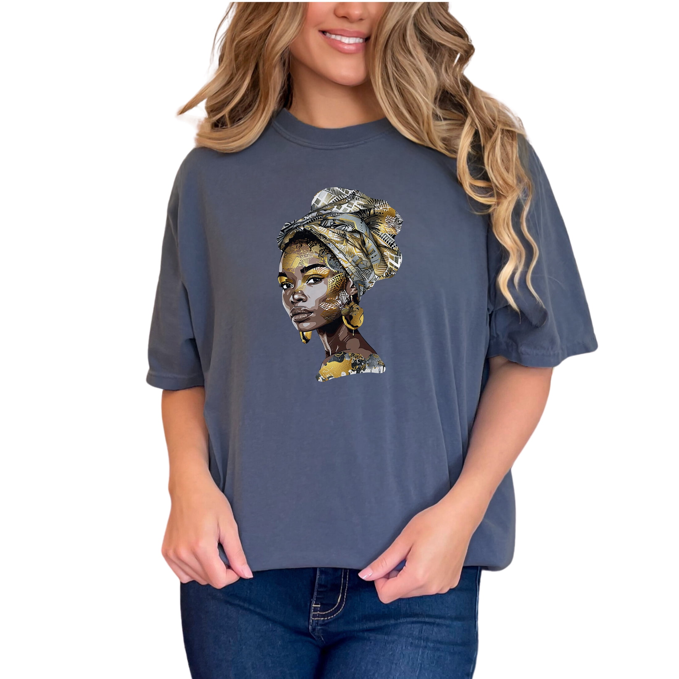African Queen Graphic T-Shirt, Afrocentric Art Tee, Ethnic Headwrap ...