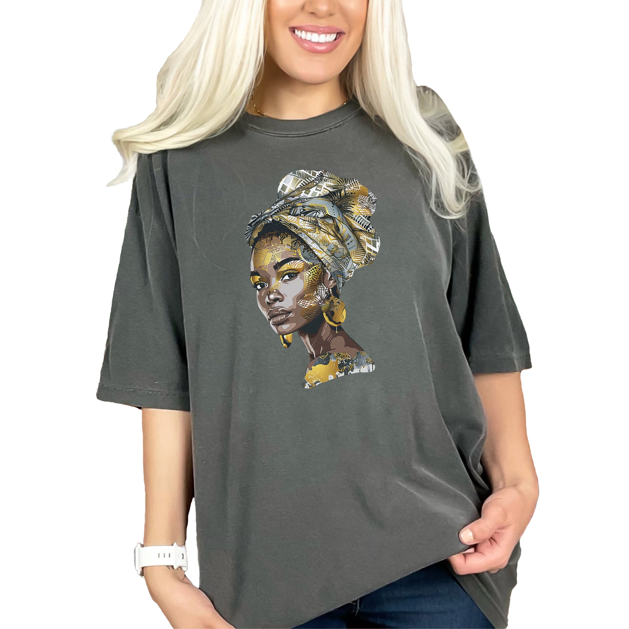 African Queen Graphic T-Shirt, Afrocentric Art Tee, Ethnic Headwrap ...
