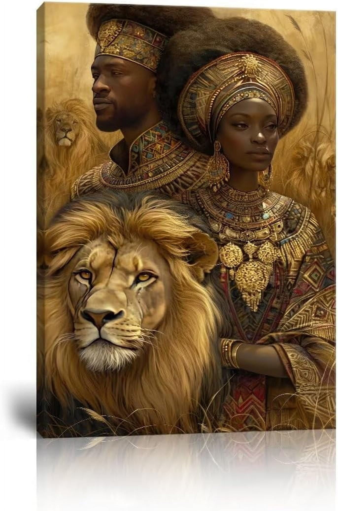 African Queen and King Canvas Wall Art African American Wall Art Prints ...