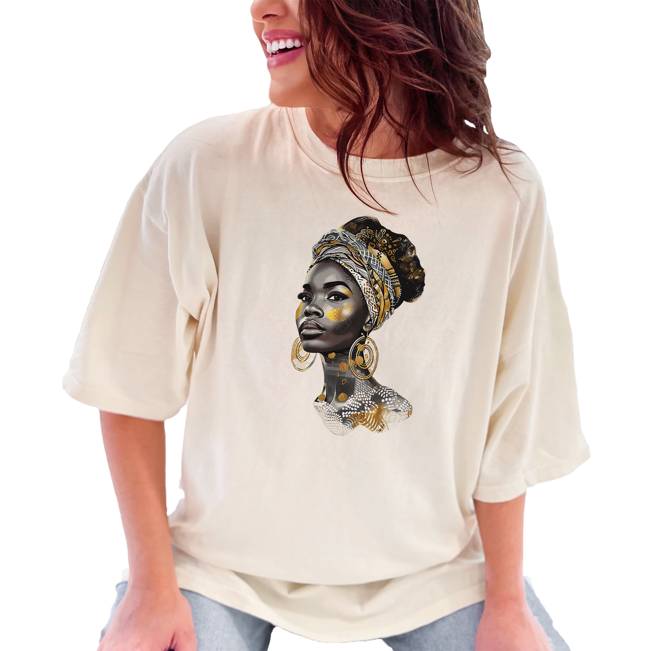 African Queen T-Shirt, Black Woman Art Tee, Afrocentric Clothing, Black Pride Shirt, Cultural ...