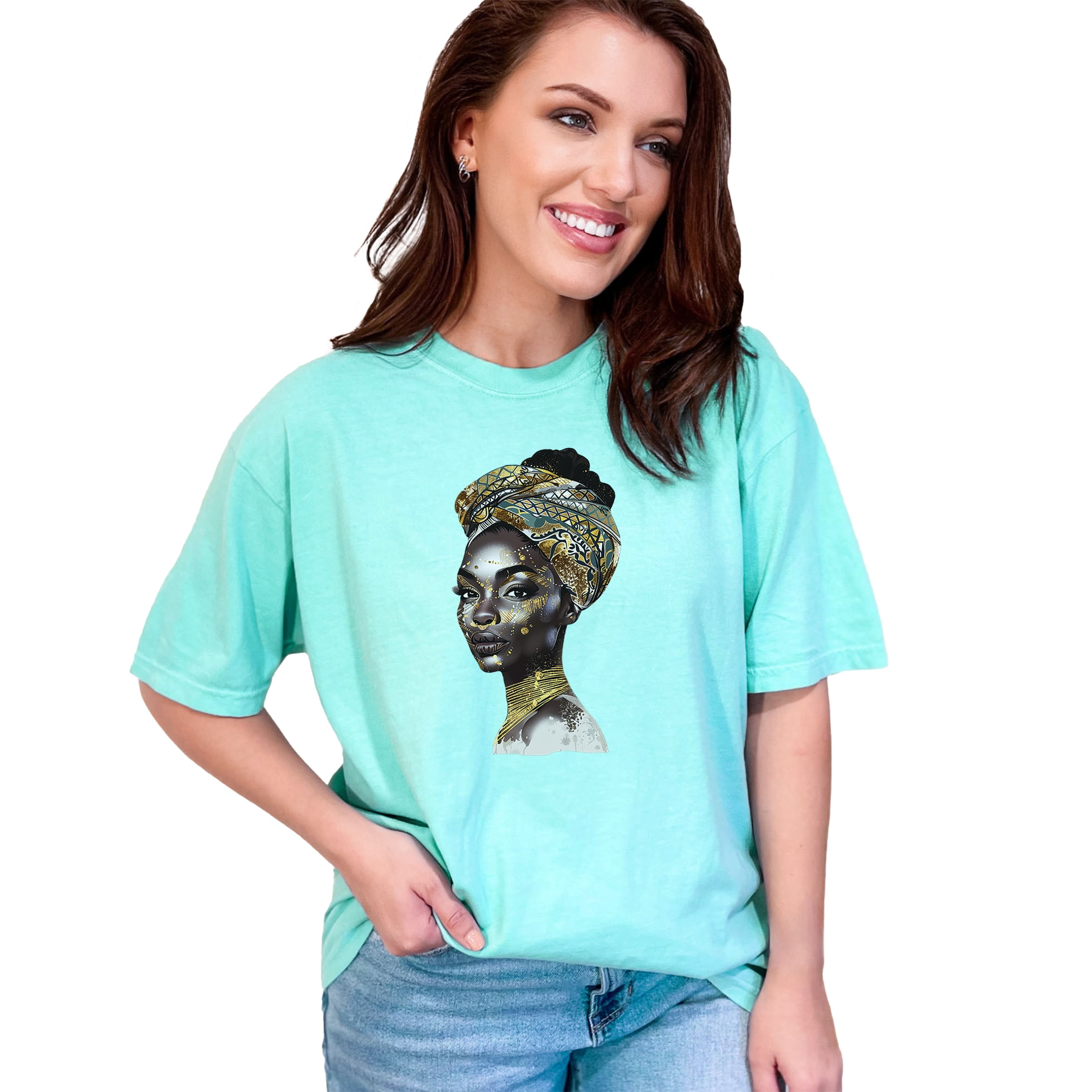 African Queen T-Shirt, Headwrap Art Print Tee, Afrocentric Apparel, Melanin Magic Shirt ...