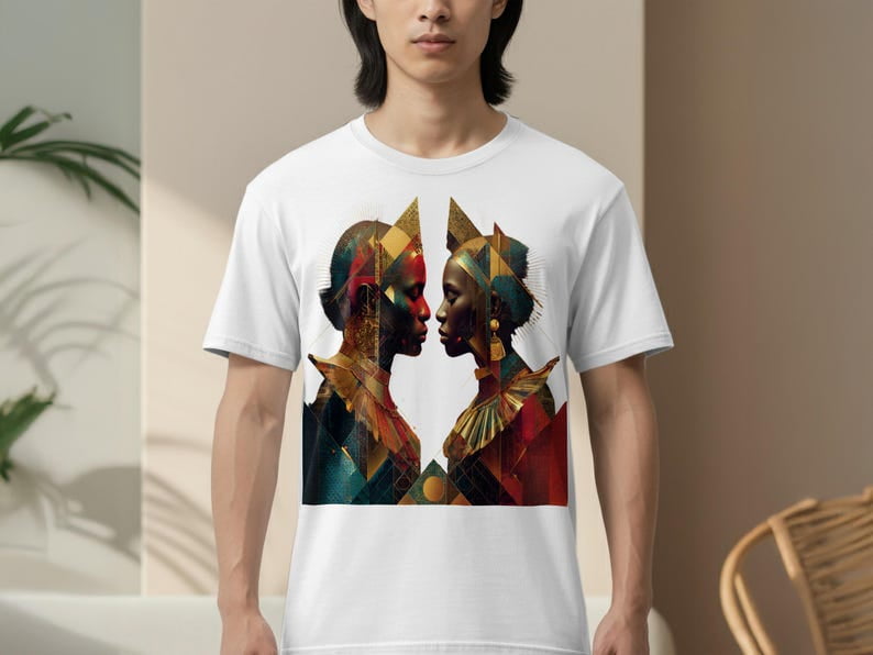 African Royalty Graphic Tee with Artistic Geometric Cultural Design ...