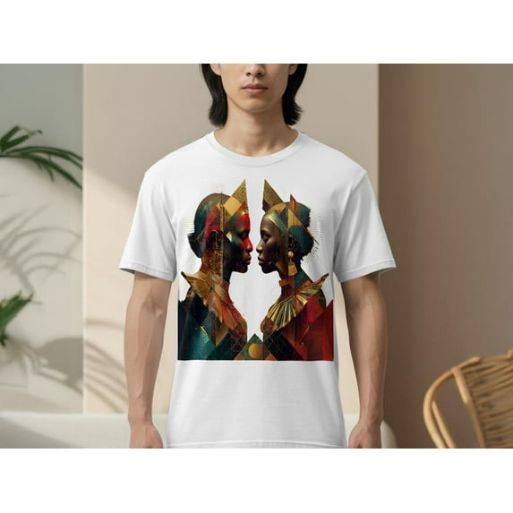 African Royalty Graphic Tee with Artistic Geometric Cultural Design ...