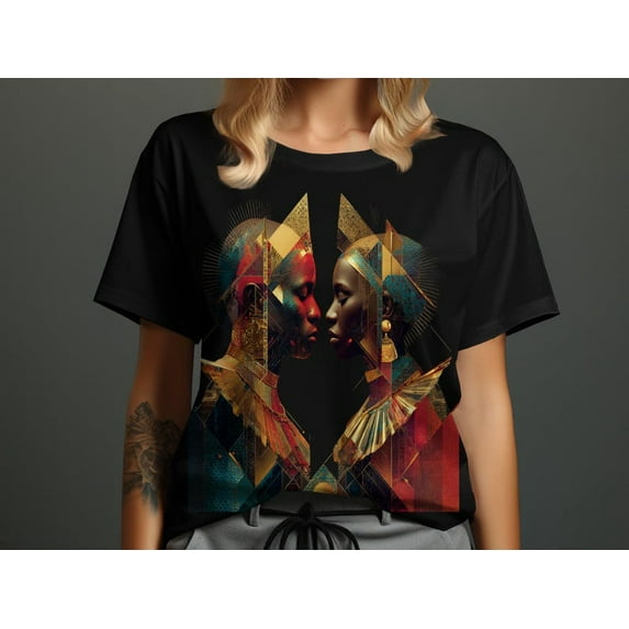 African Royalty Graphic Tee with Artistic Geometric Cultural Design ...