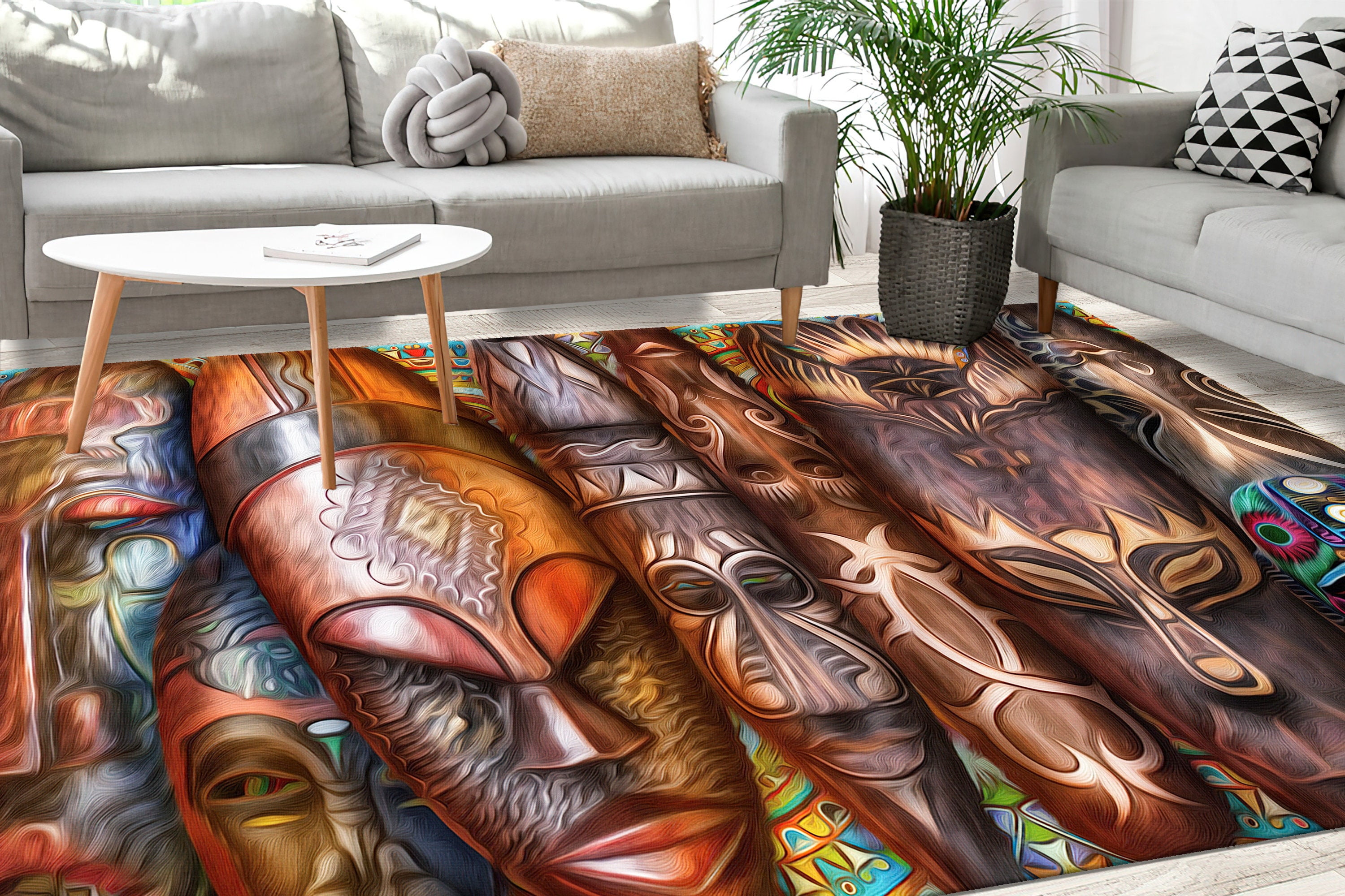 African Rug, Abstract Mask Rugs, Cute Rugs, Personalized Gifts Rugs ...