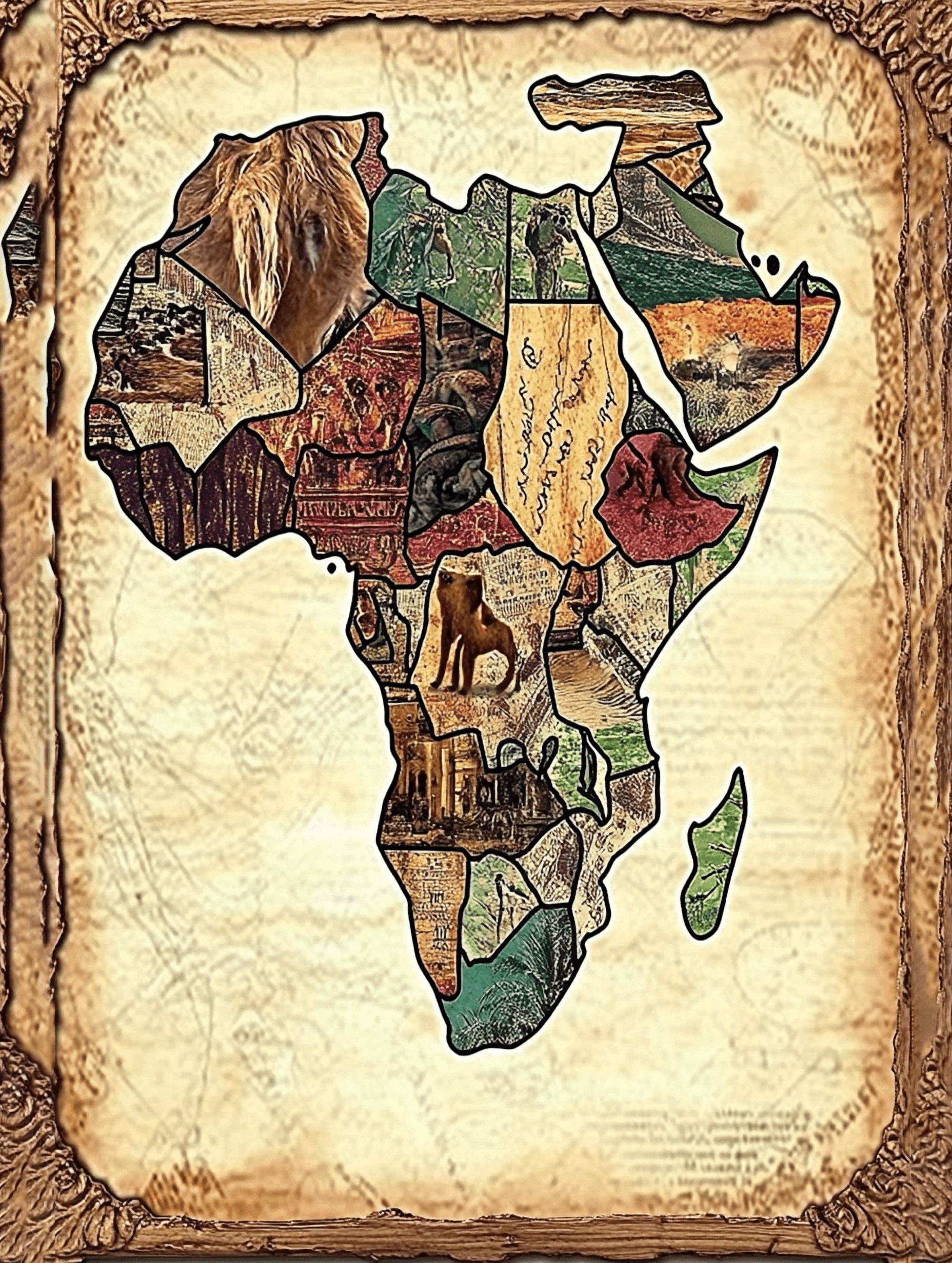 African Safari Animals Collage Canvas Wall Art Suitable for Living Room ...