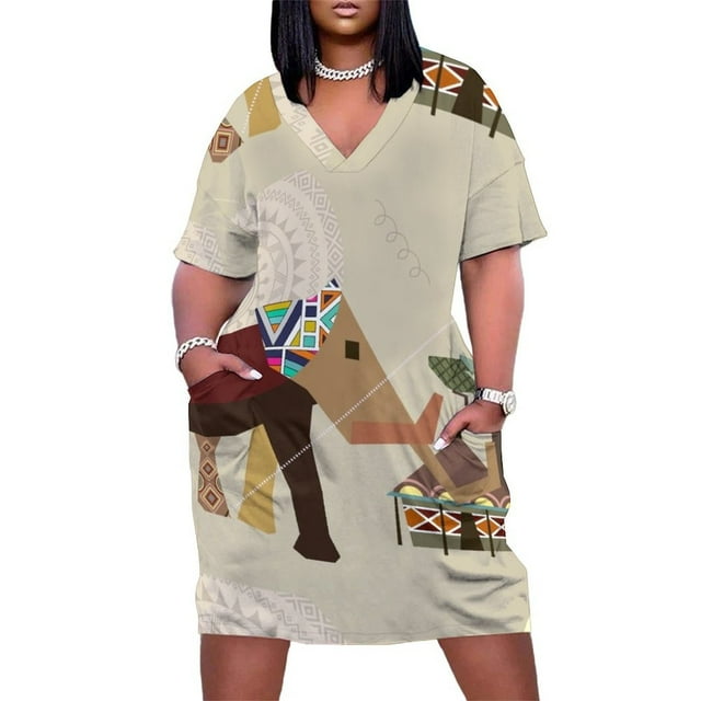 African Safari Loose Pocket Dress dresses for woman womans clothing - Walmart.com