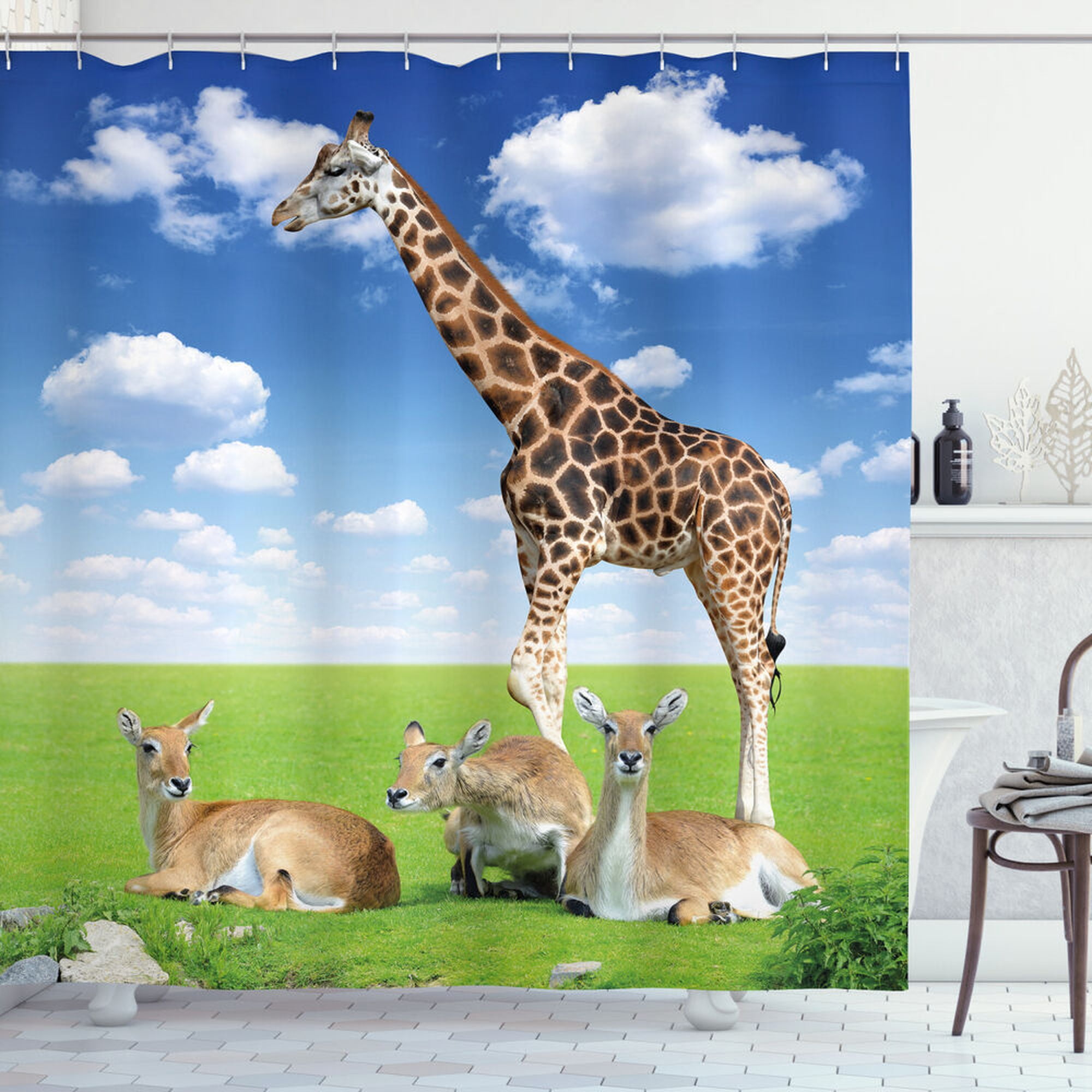 African Safari Vibes Giraffe Print Shower Curtain For Your Bathroom