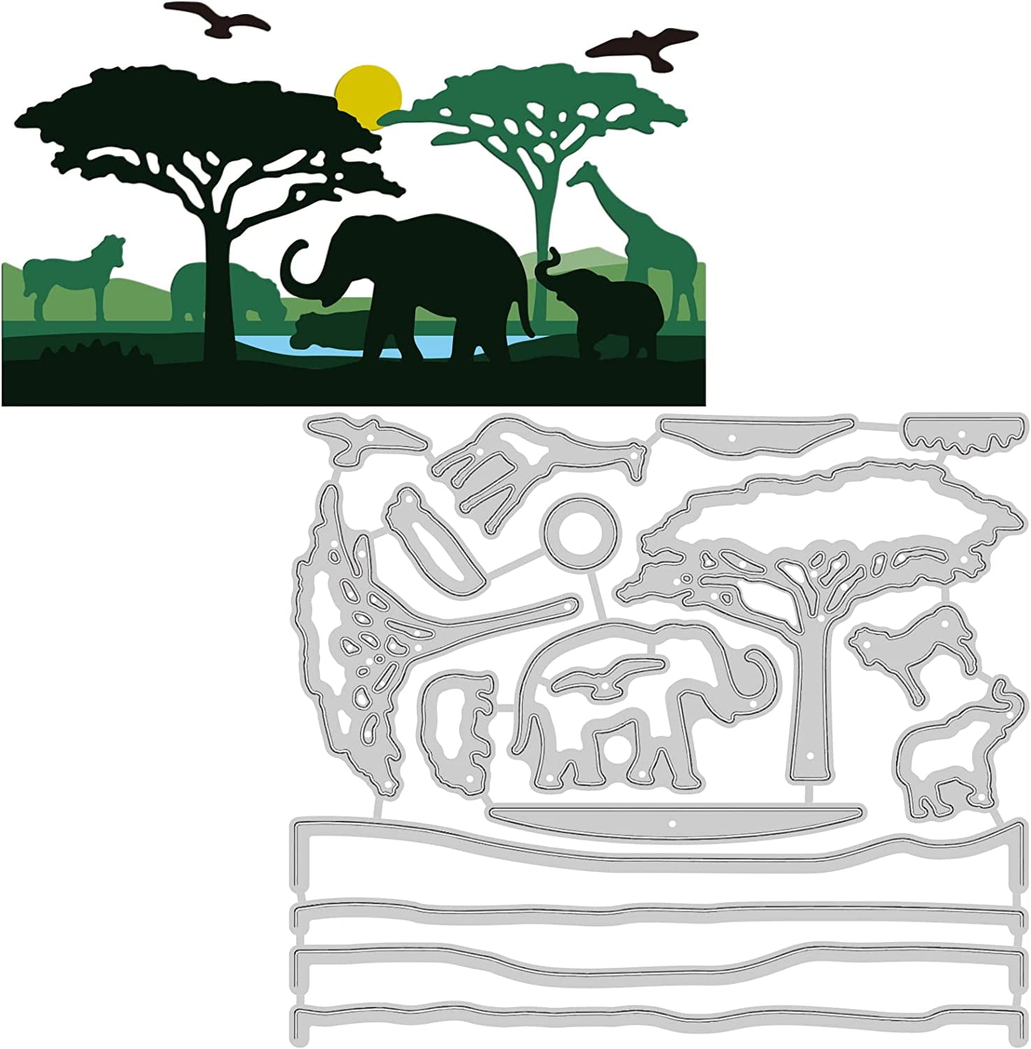 African Scenes Metal Cutting Dies Elephants Die Cuts for DIY ...