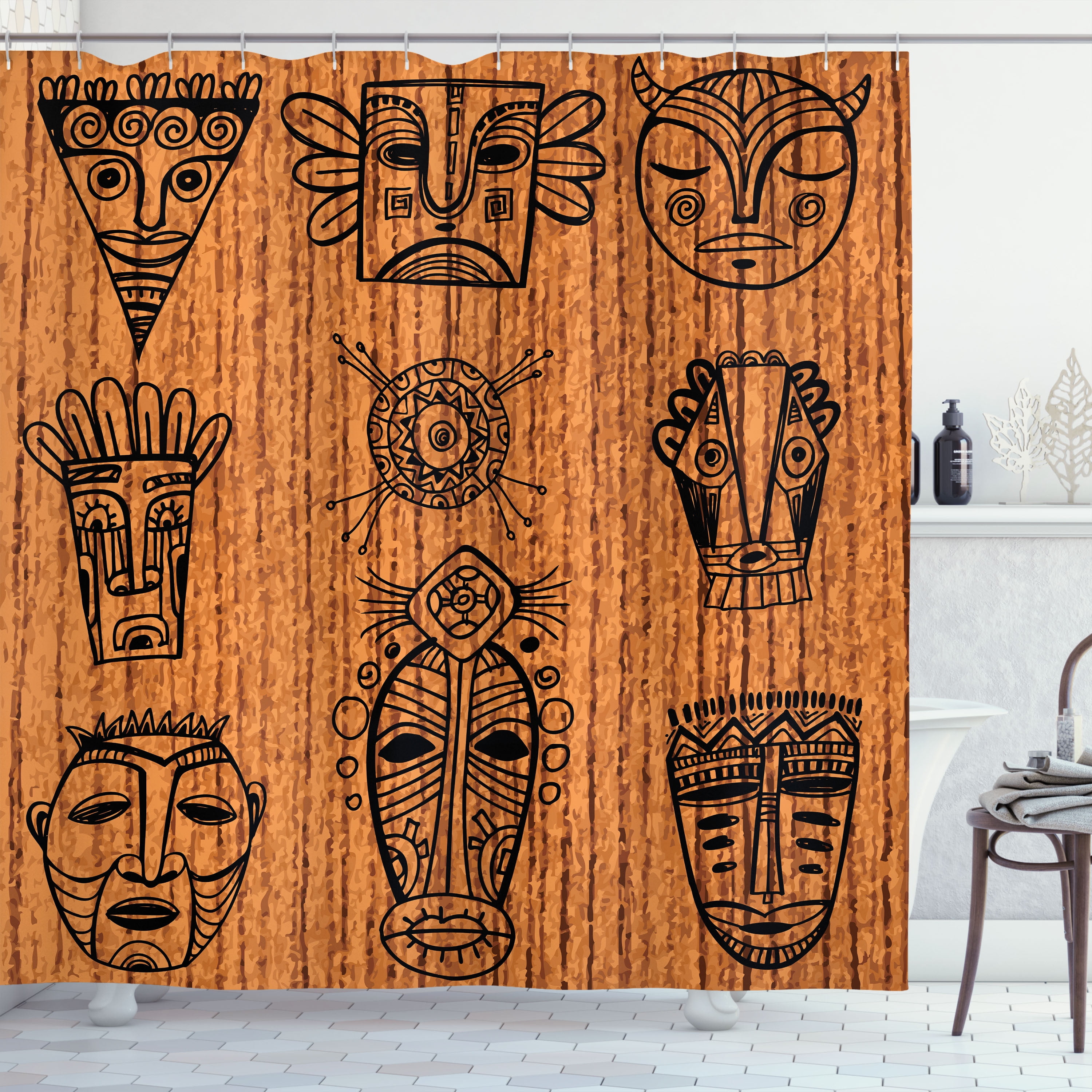 African Shower Curtain, Ritual and Ceremonial Native Tribal Cultural ...