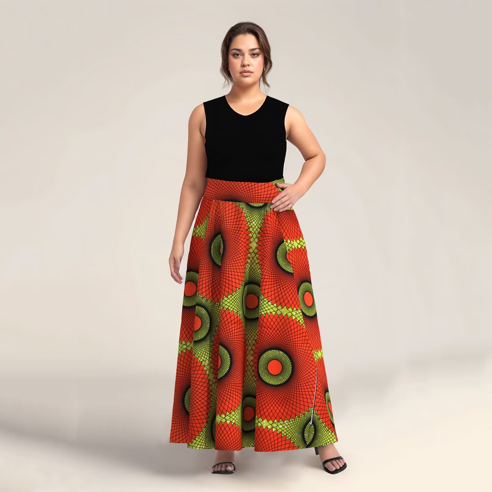 African Skirt for Women Ankle Length Cotton Dashiki Print Long Skirt ...