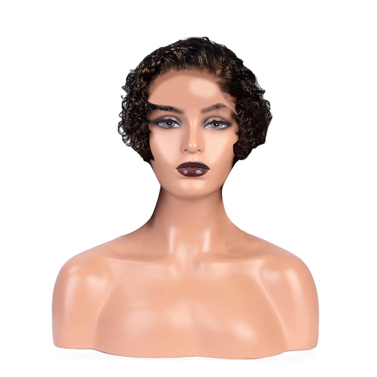 African Small Curly Black Wig Female Short Curly Afro Synthetic Fiber ...