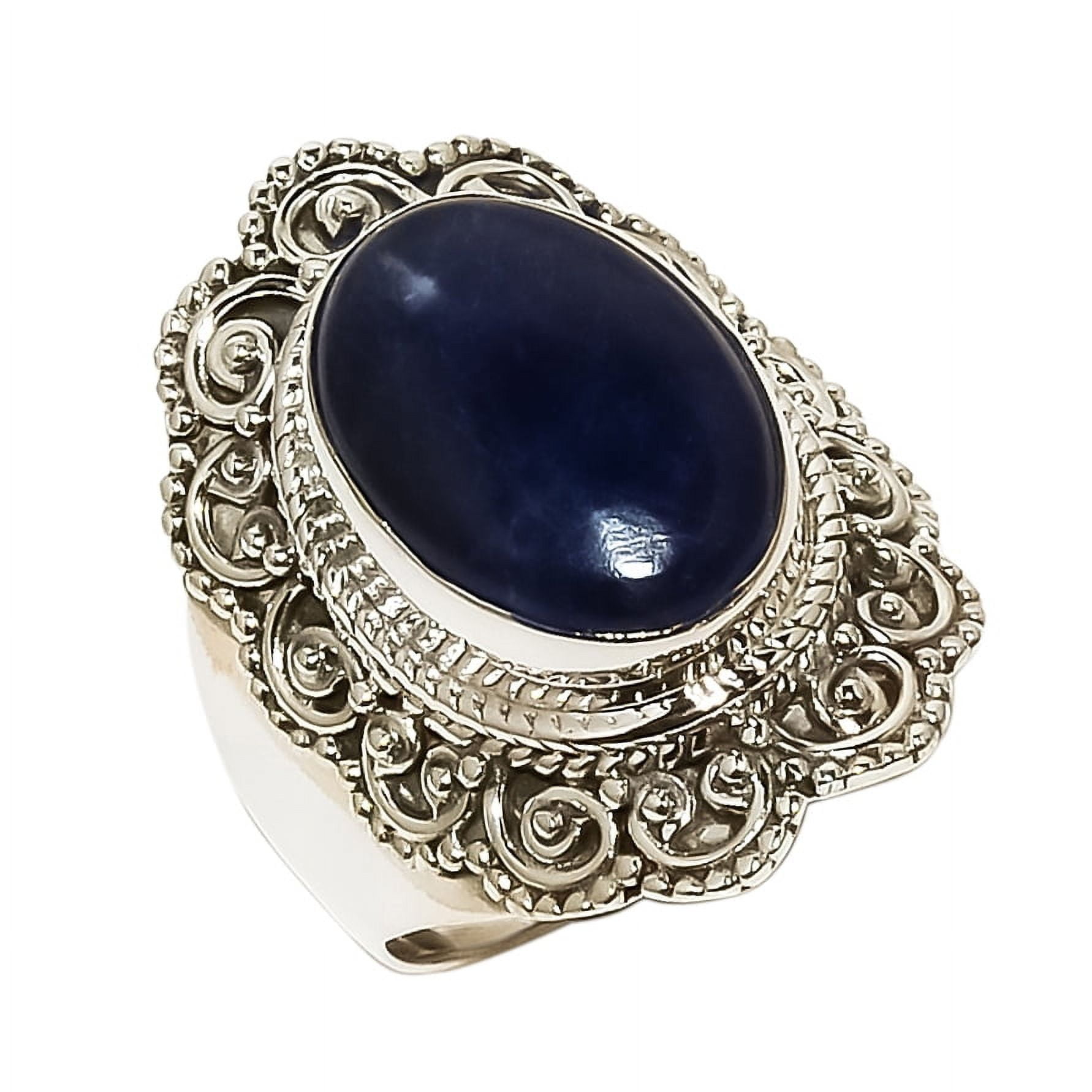 African Sodalite Solid 925 Sterling Silver Ring Size 7, Blue Gemstone ...