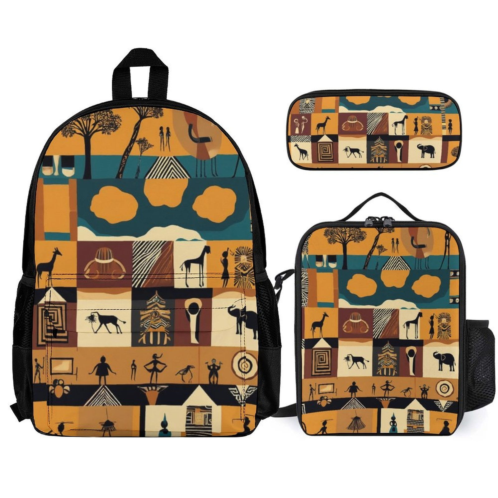 African Style Tribal Culture Primitive People Wild Animals Backpack Set ...
