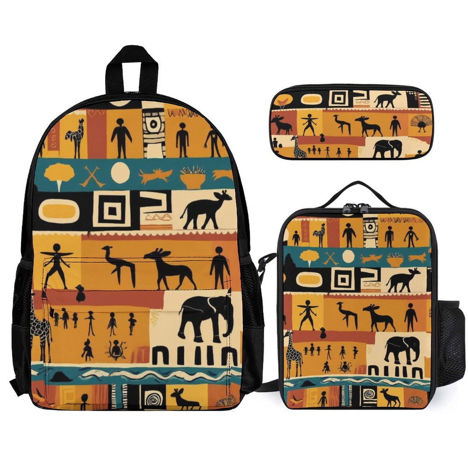 African Style Tribal Culture Primitive People Wild Animals Backpack Set ...