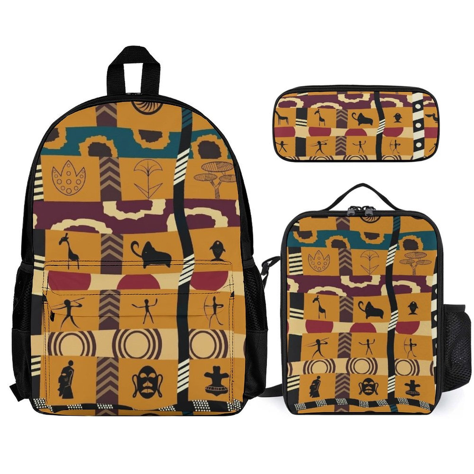 African Style Tribal Culture Primitive People Wild Animals Backpack Set ...