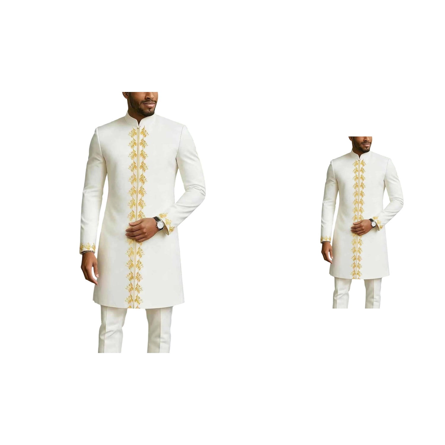 African Style Wedding Embroidered Round Neck Long Sleeve Top With Pants ...