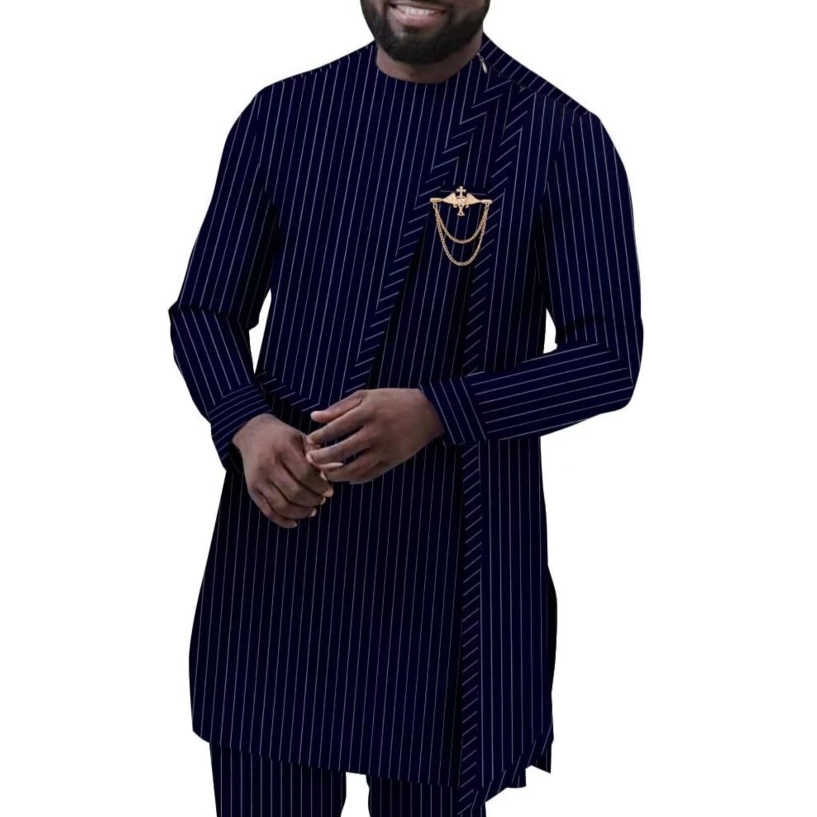 African Suit for Men Traditional Dashiki Stripe Blazer and Pants 2 ...
