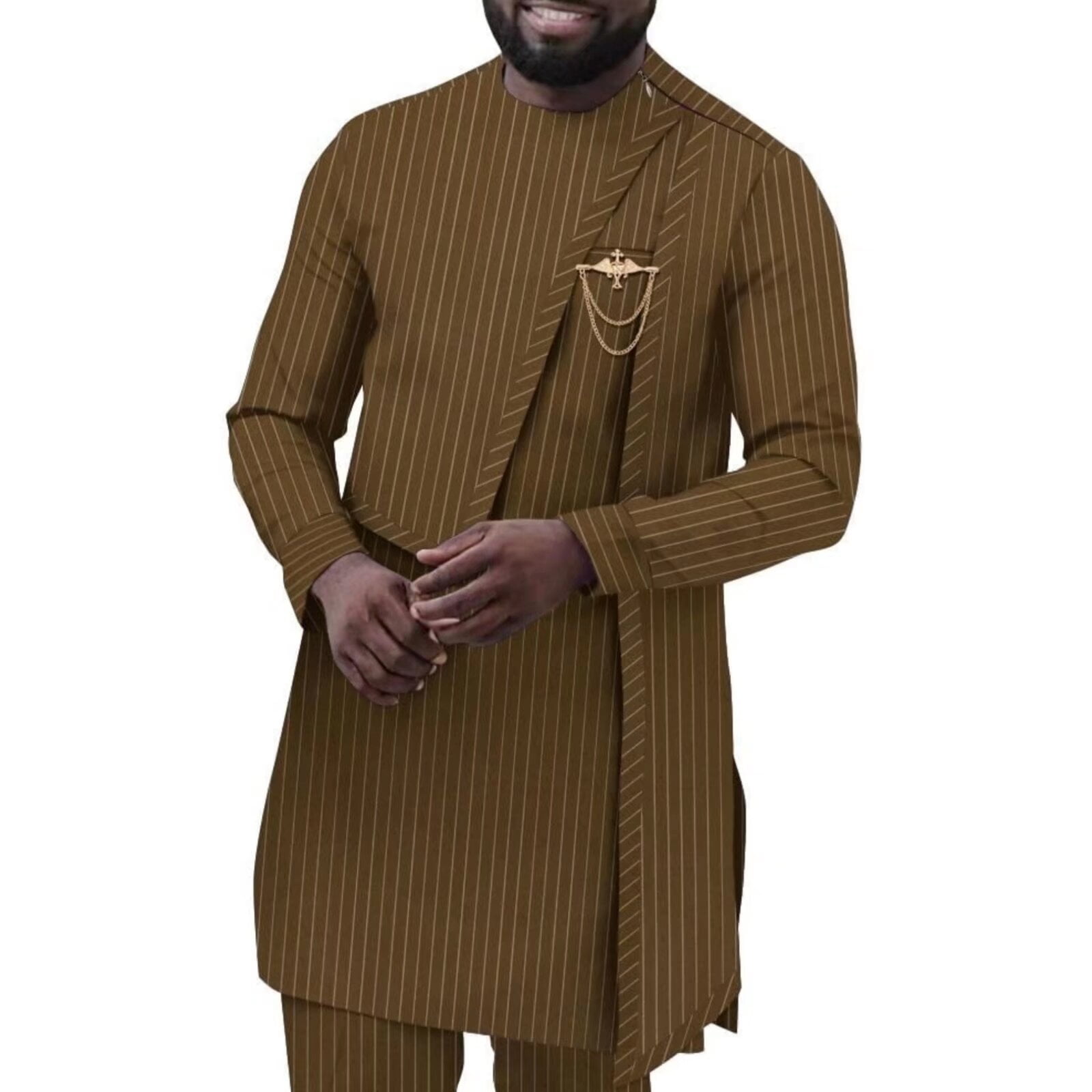 African Suit for Men Traditional Dashiki Stripe Blazer and Pants 2 ...