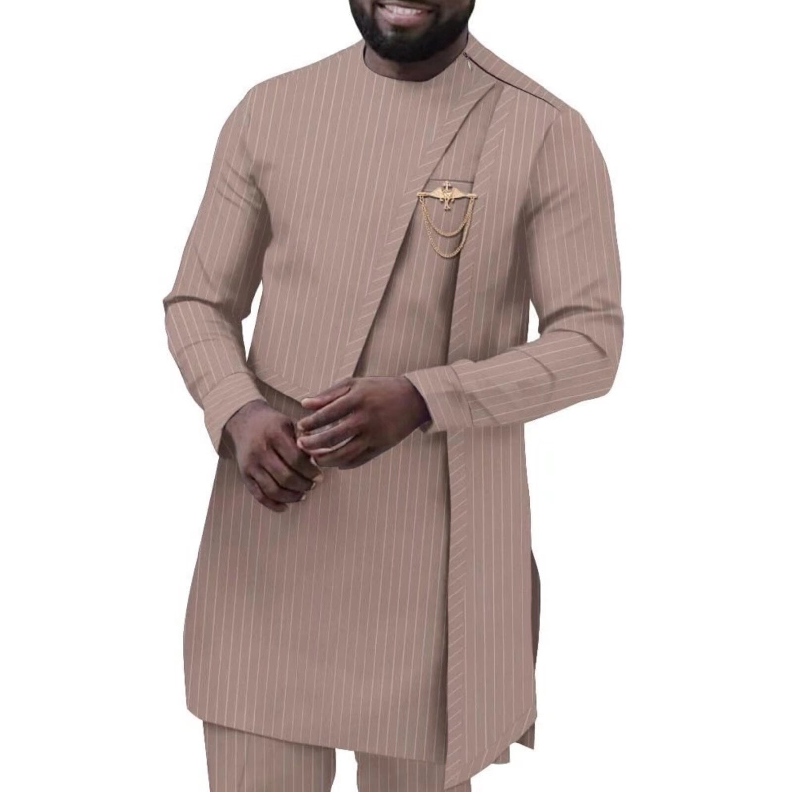 African Suit for Men Traditional Dashiki Stripe Blazer and Pants 2 ...