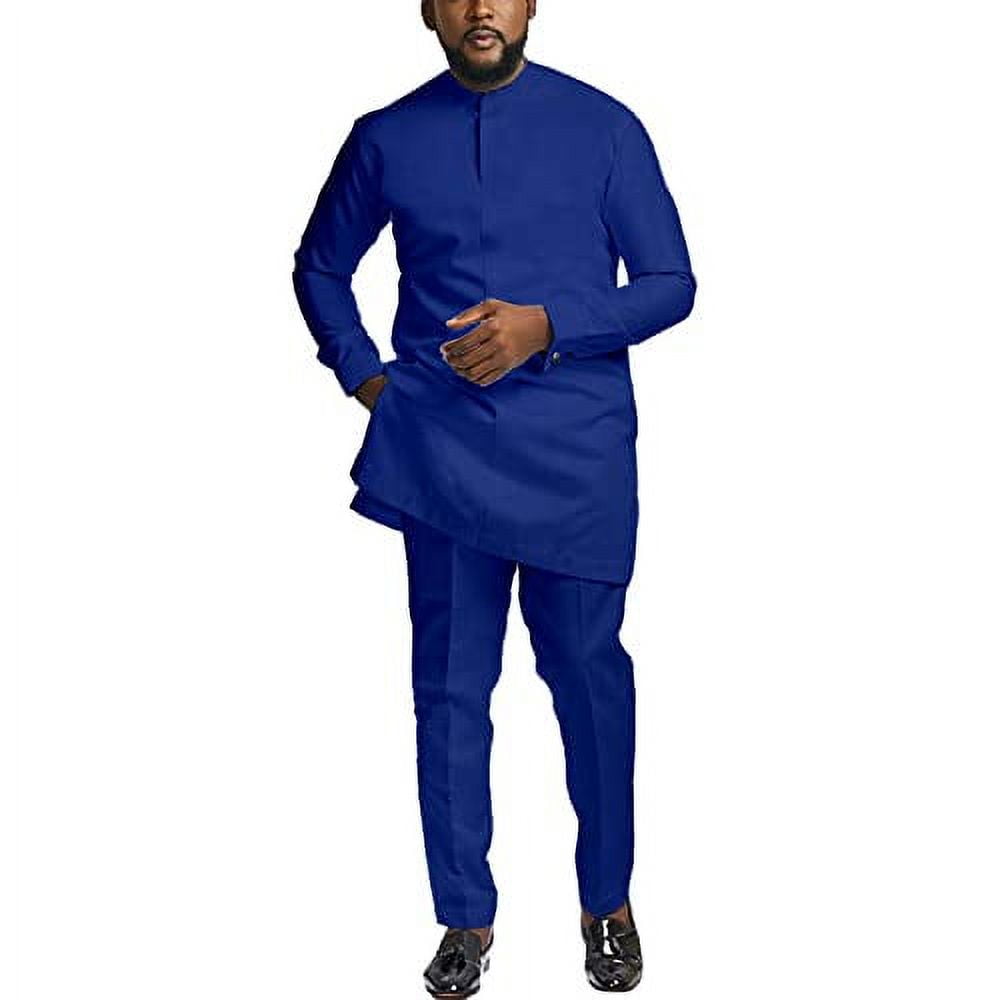 "African Suits for Men Slim Fit Dashiki Shirt Pants 2 Piece Attire ...
