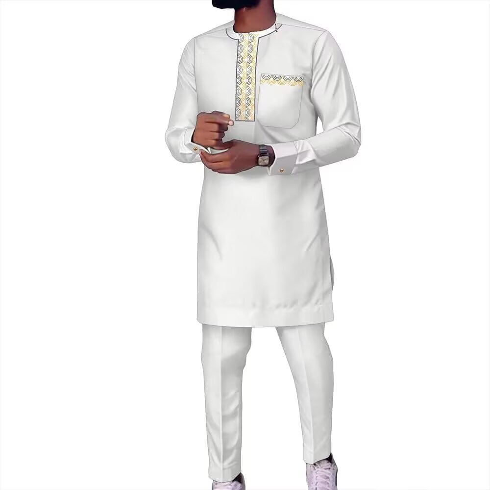 African Suits for Men Wedding Dashiki Outfits Embroidery Mens African ...