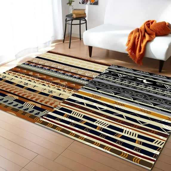 African Tambourine Geometric Lines Carpets for Living Room Anti-slip ...