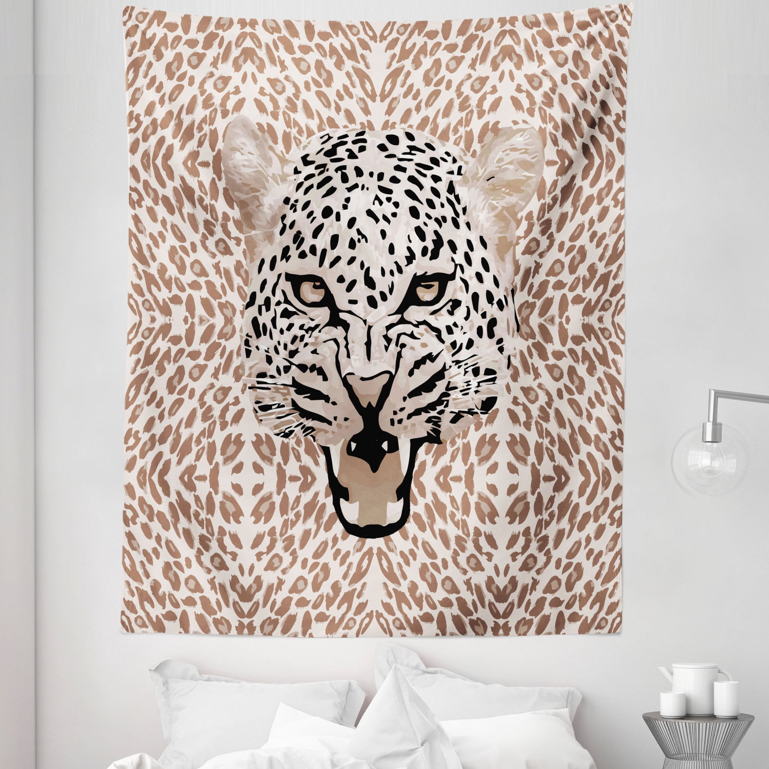 African Tapestry, Roaring Leopard Portrait with Rosettes Wild Animal ...