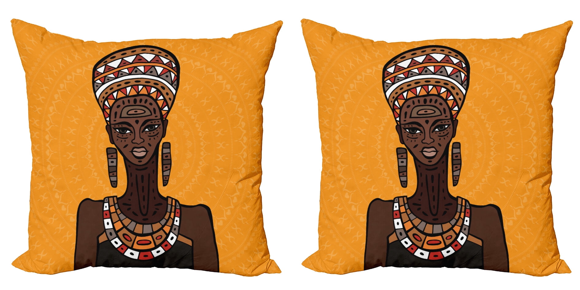 Ambesonne African Throw Pillow Cover 2 Pack, Long Neck Folk, 20 ...