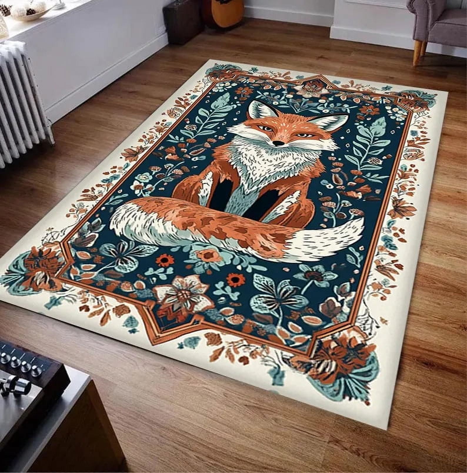 African Tiger Rug Floral Vintage Carpet Fox Rugs Housewarming Luxury ...