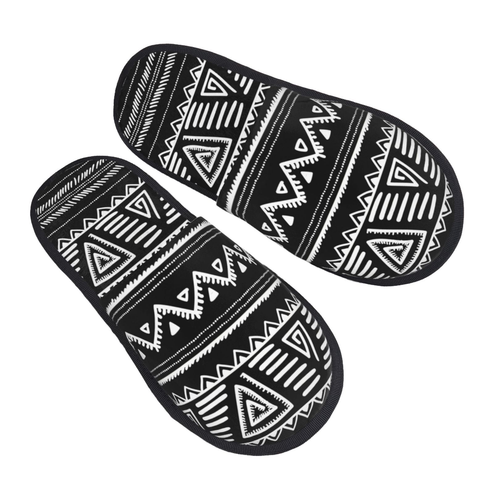 African Tribal Aztec Furry Slippers Warm Cozy Furry Shoes Non-Slip Soft ...